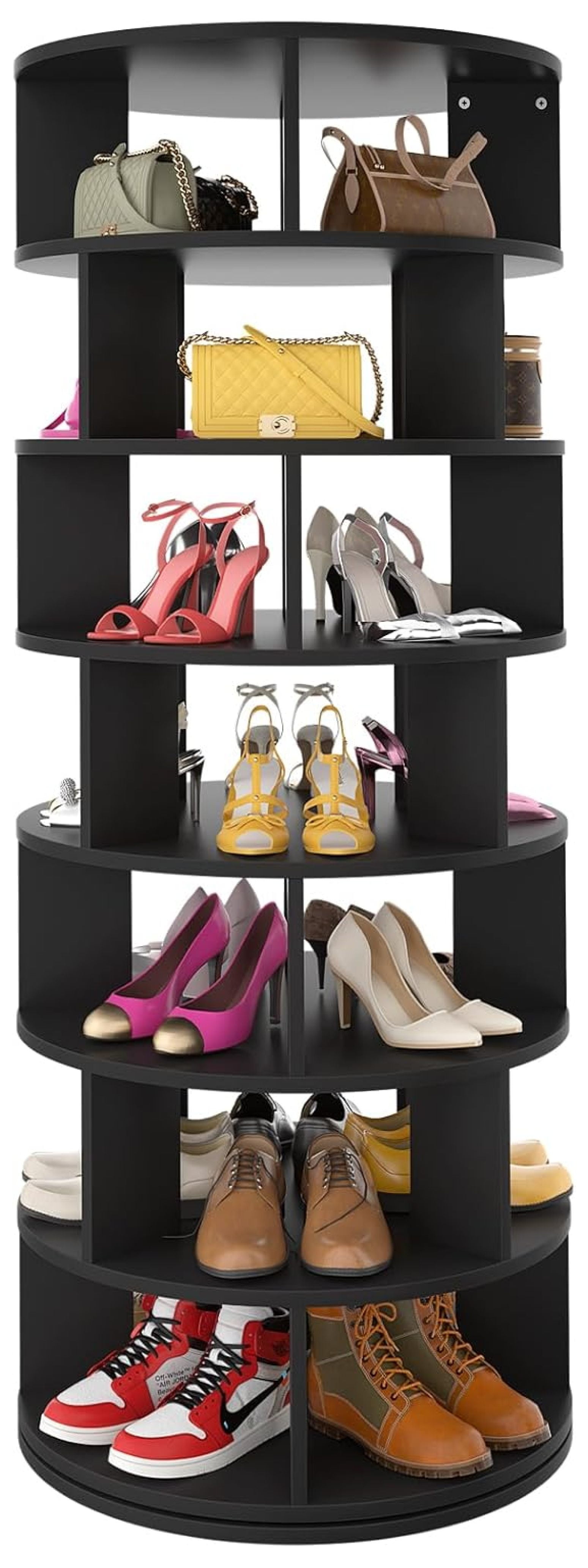 Rotating Shoe Rack Tower, 7-Tier Spinning Shoe Rack 360 Revolving Shoe ...