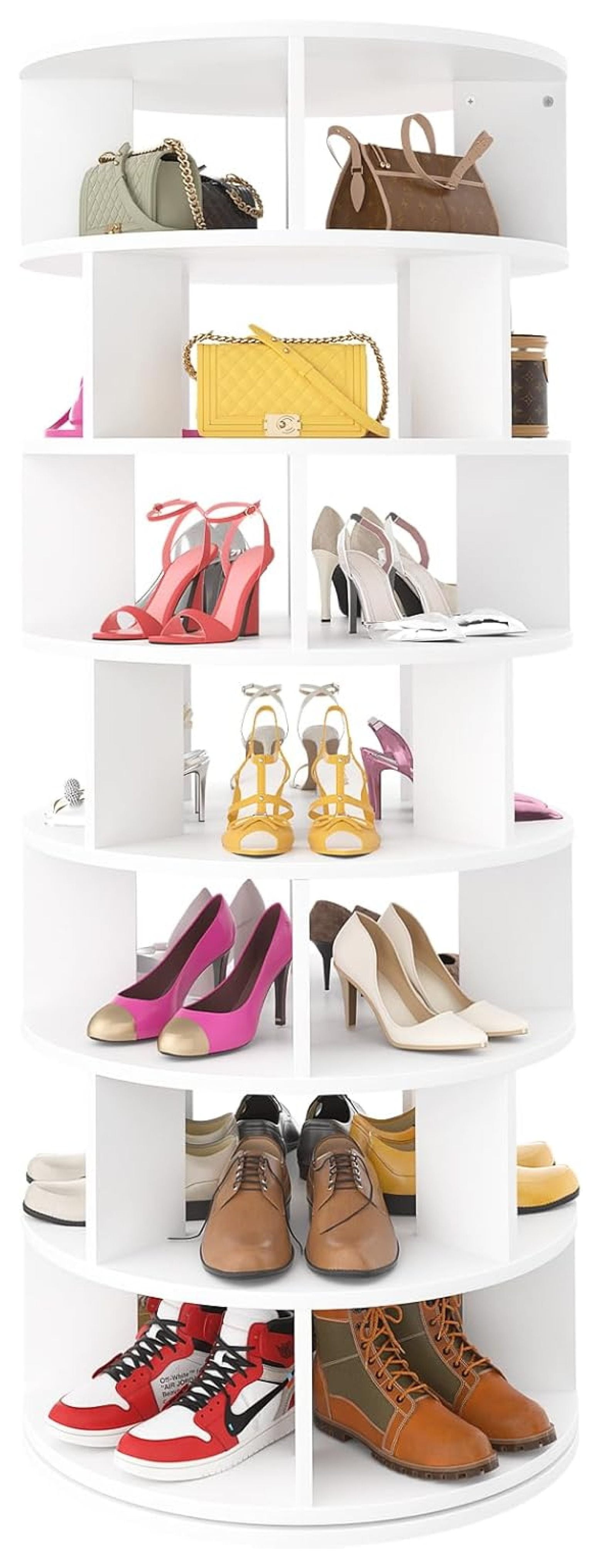 Rotating Shoe Rack Tower, 7-Tier Spinning Shoe Rack 360 Revolving Shoe ...