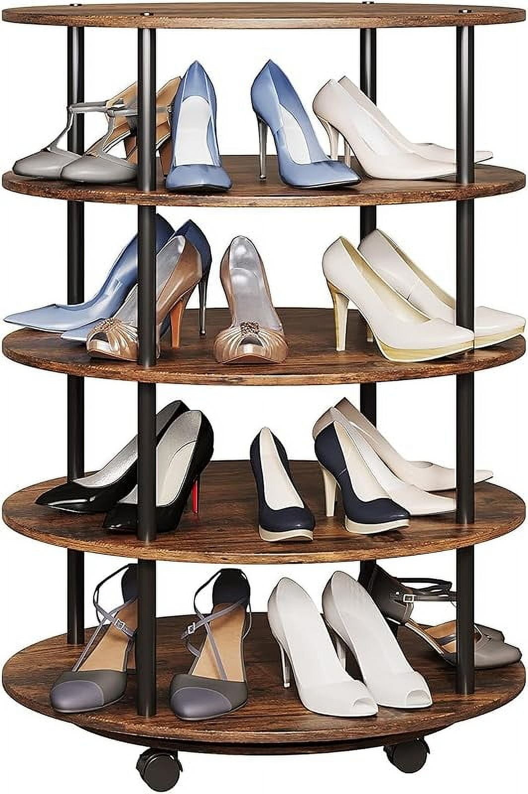 Rotating Shoe Rack Tower, Round Spinning Shoe Display Revolving 360 ...