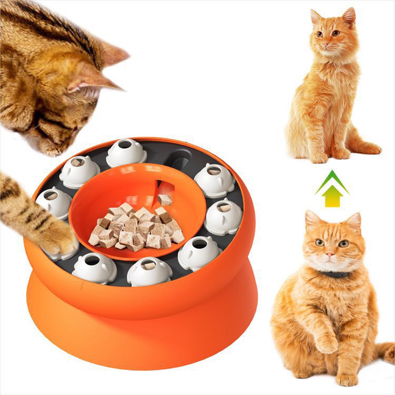 Rotating Slow Feeder Cat Bowl, Interactive Cat and Small Dog Feeding ...