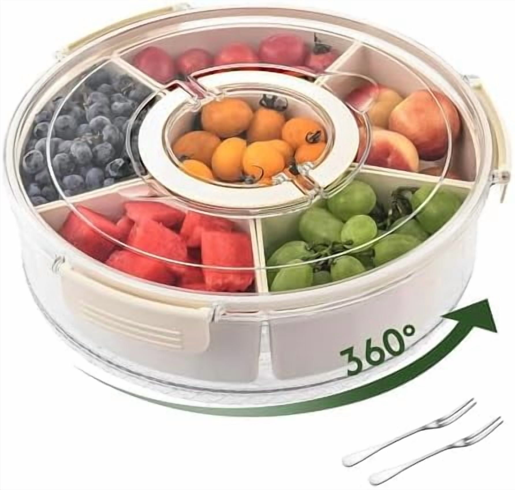 Rotating Snackle Box Container for Kids, Divided Rotating Serving Tray ...
