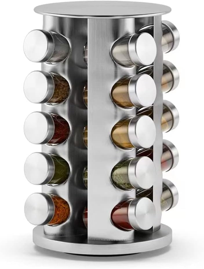 Rotating Spice Rack for Countertop, Stainless Steel Spice Rack ...