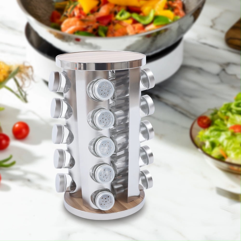 Rotating Spice Rack Organizer with 20 Jars Seasoning Storage Set ...