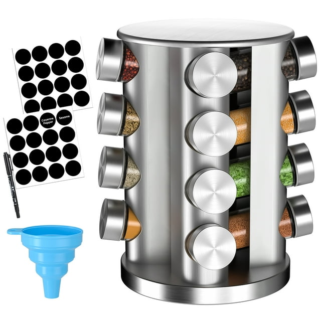 Rotating Spice Rack with 16 Seasoning Jars - Walmart.com