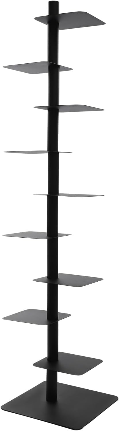 Rotating Spine Bookshelf, Vertical Spine Book Tower,9-Tier Metal ...