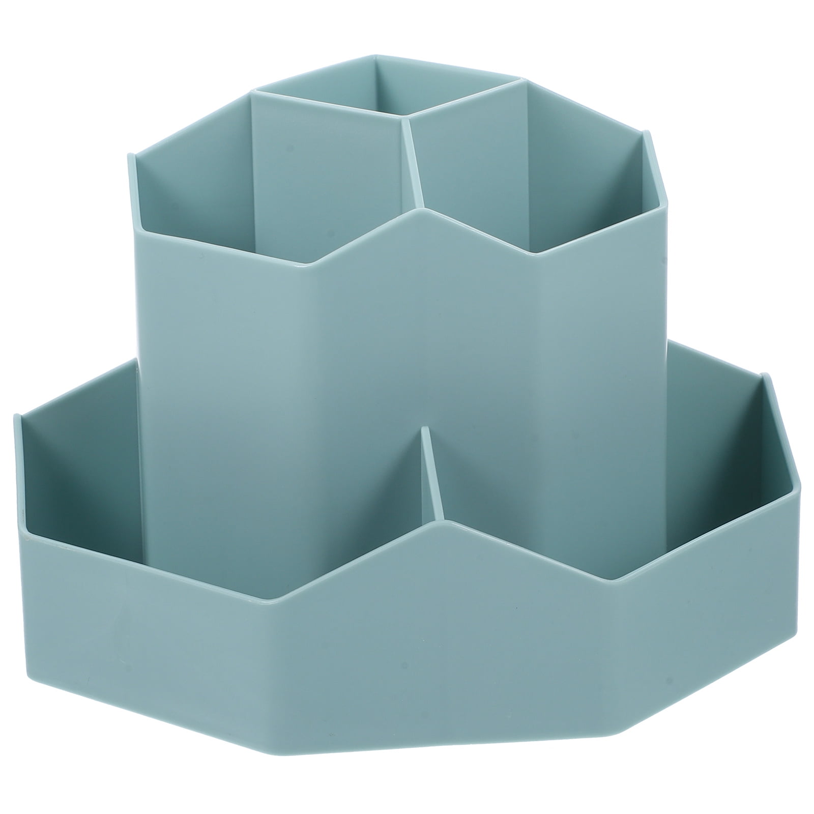 CIMAXIC Blue Plastic Rotating Pen Holder Storage Case 1 Set Desk ...