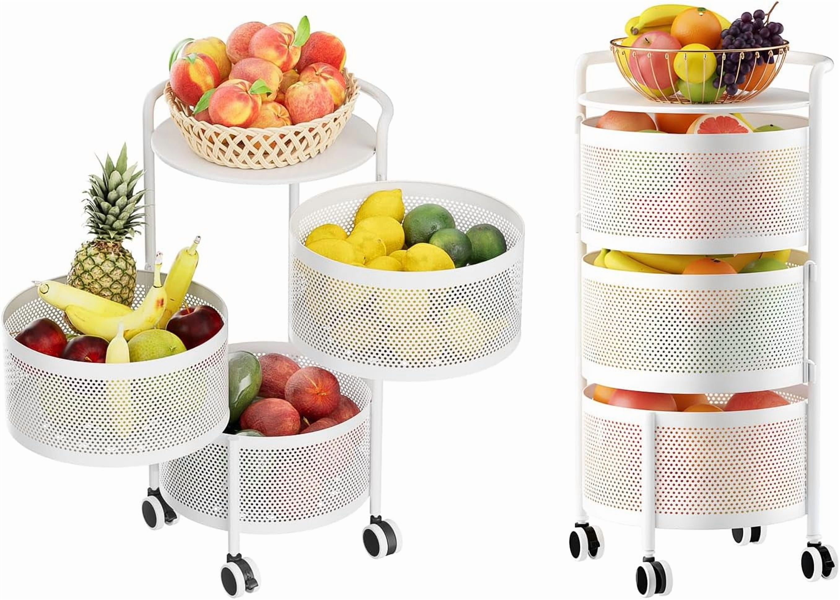 Rotating Storage Carts No Assembly,Round Storage Basket Rack Shelf ...