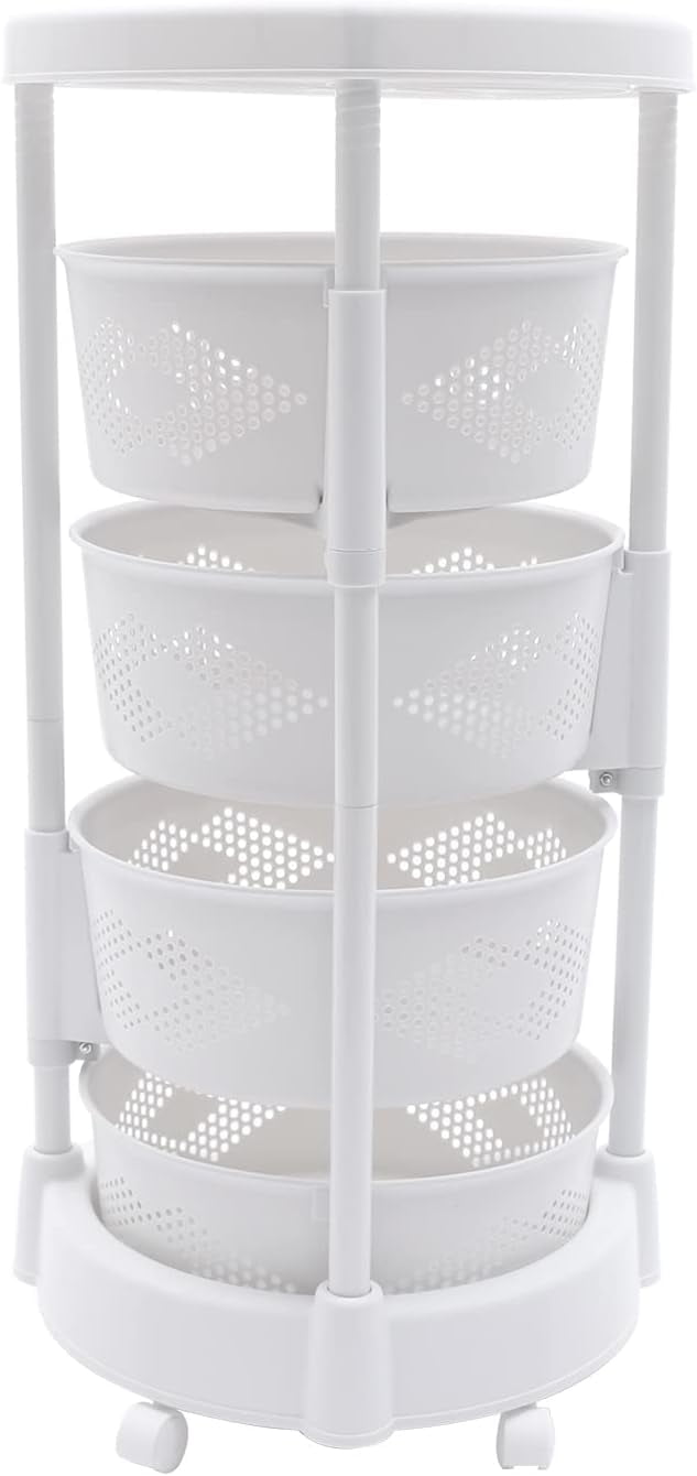 Rotating Storage Rack, 4-Tier Circular Kitchen Storage Cart Multi Layer ...