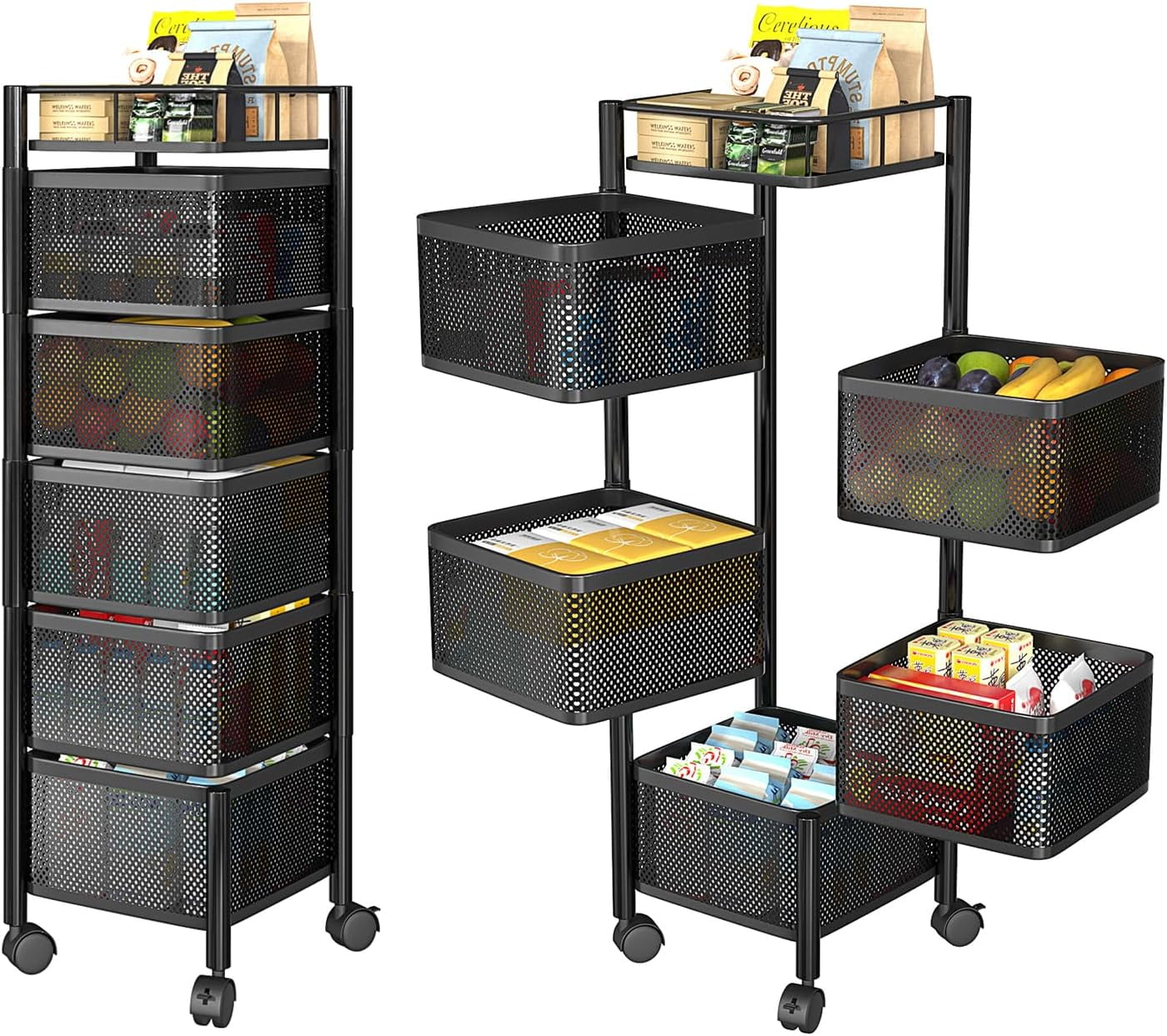 Rotating Storage Rack for Kitchen, Vegetable and Fruit Storage Basket ...