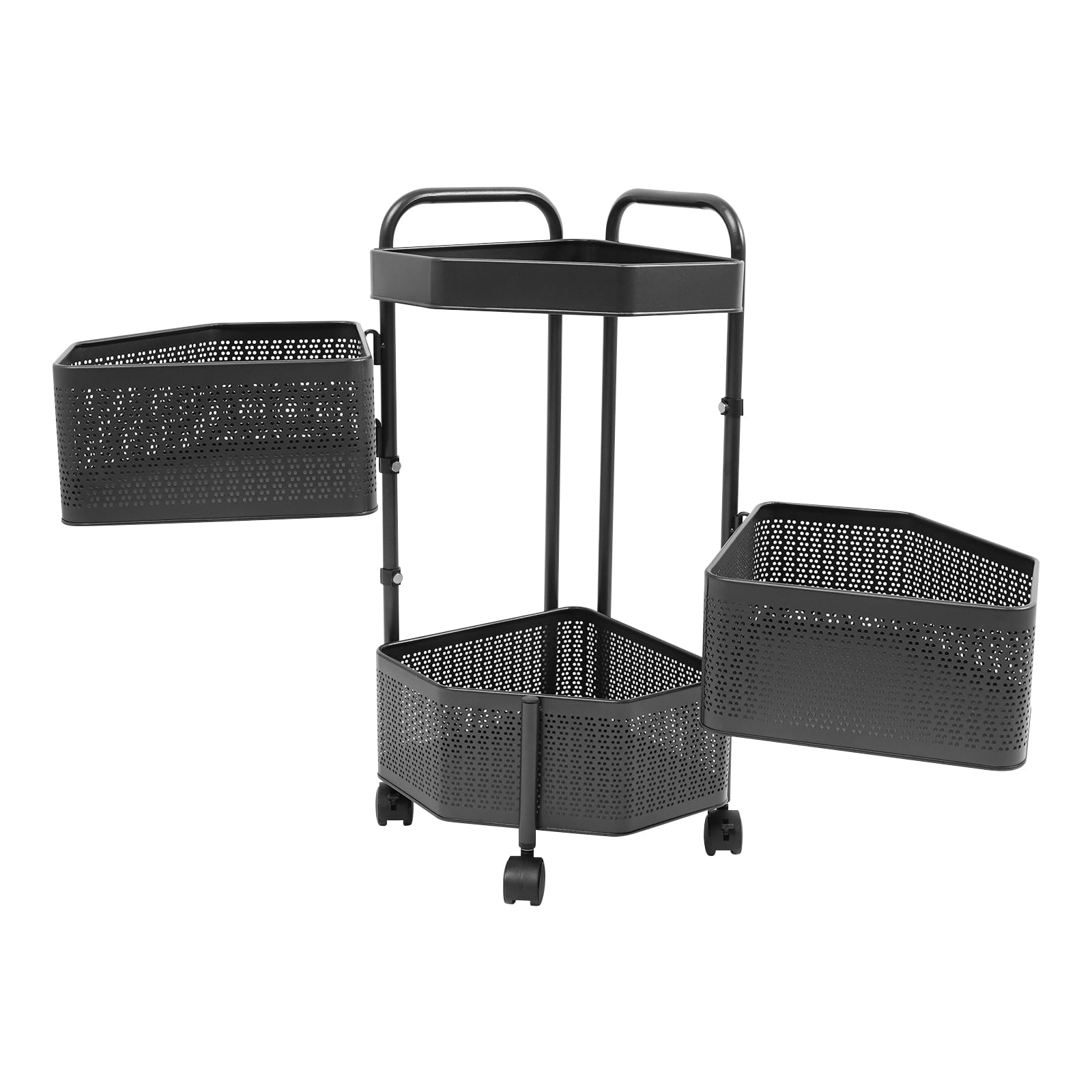 Rotating Storage Shelves Rack, 3-Tier Removable Basket Shelf Organizer ...
