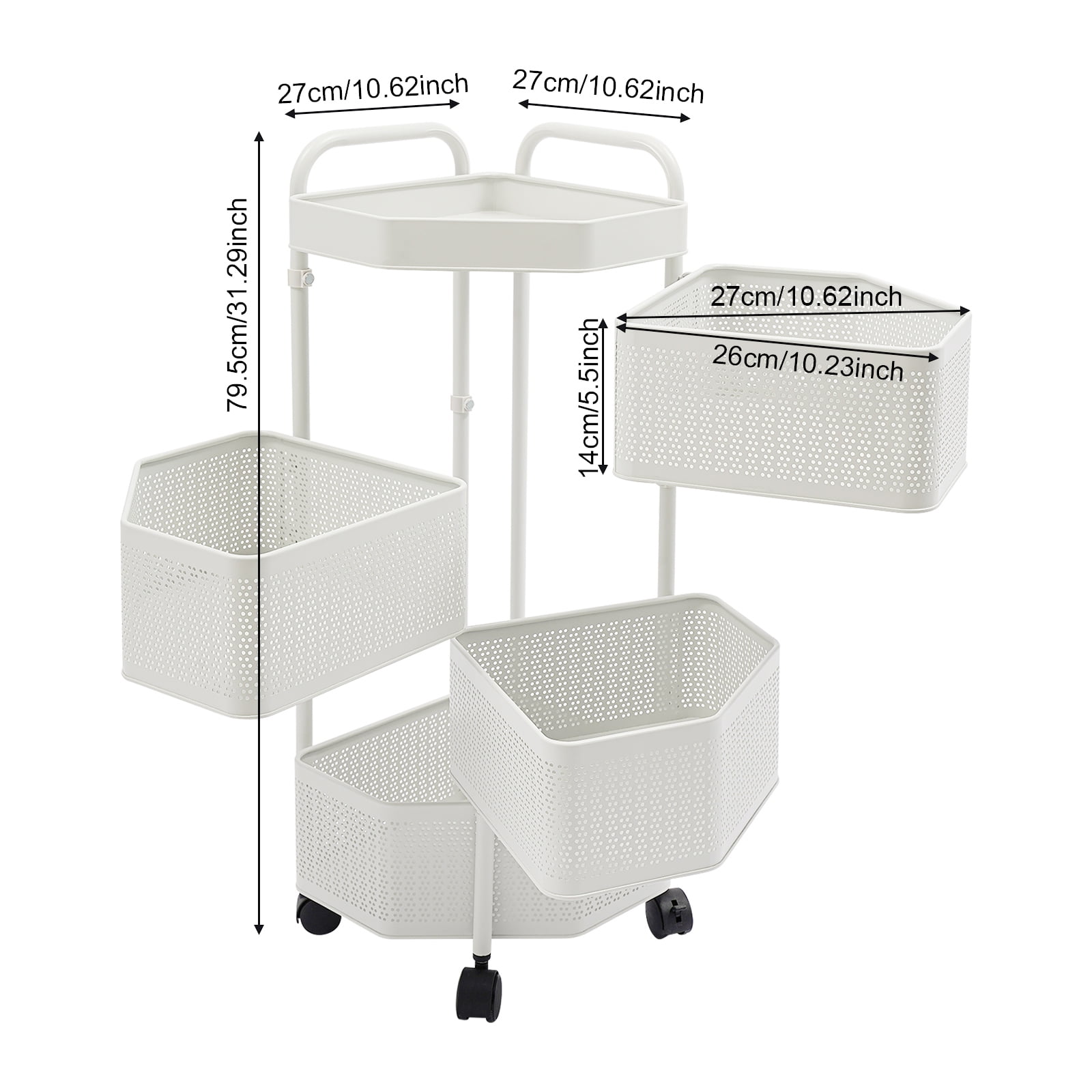 Rotating Storage Shelves Rack, 4-Tier Removable Basket Shelf Organizer ...