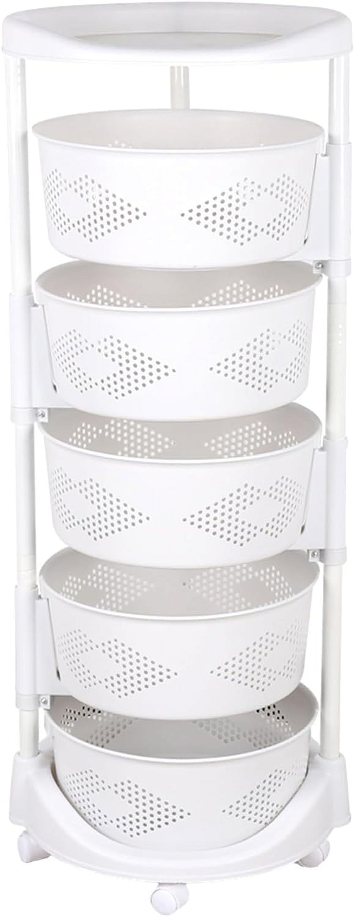 Rotating Storage Shelves Rack, 5 Tier Circular Rotating Basket ...