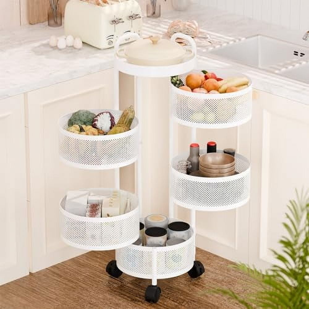 Rotating Storage Shelves Rack for Kitchen, 5-Tier Multi Layer Removable ...
