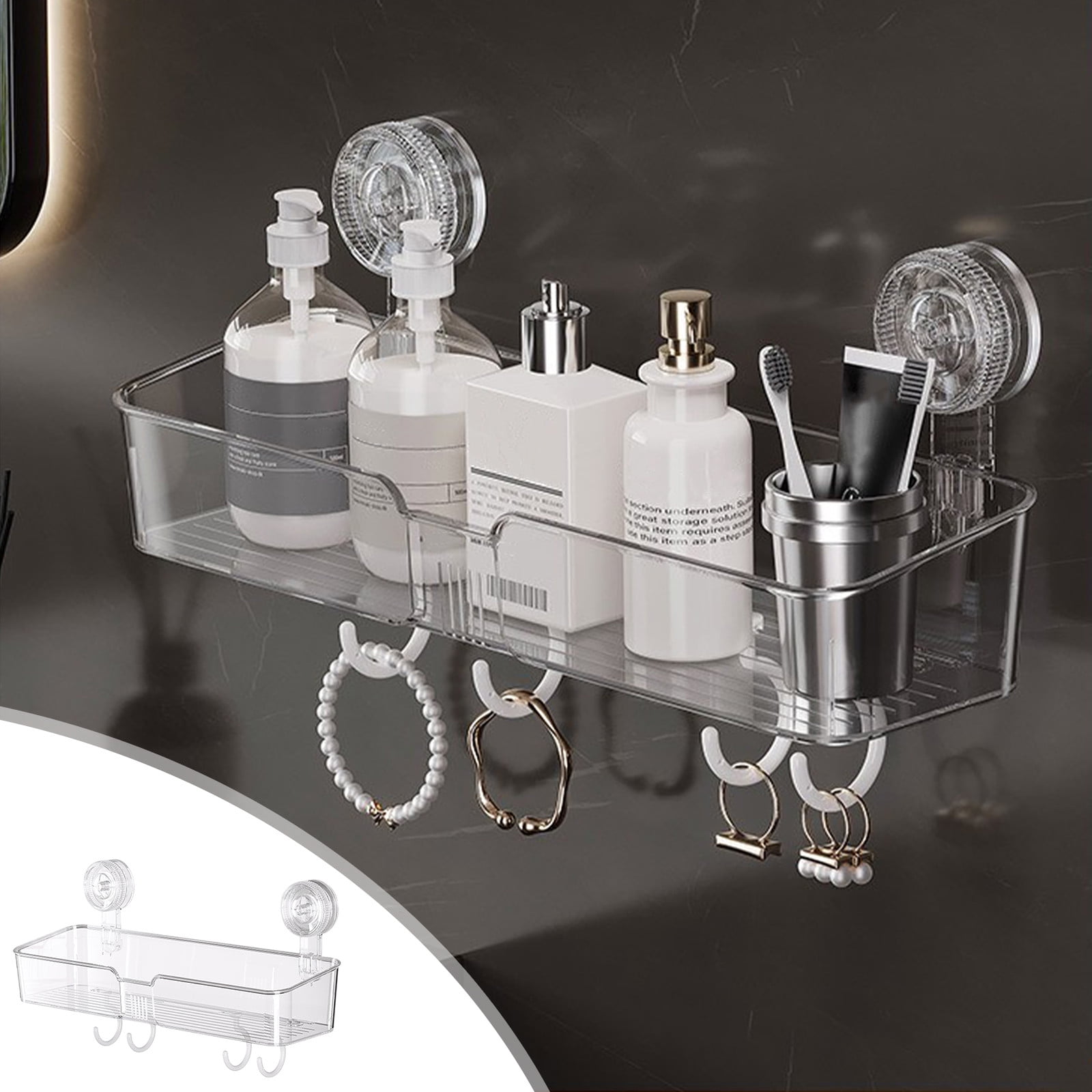 Rotating Suction Cup Shelf | Wall Mounted Storage Basket | No Drill ...