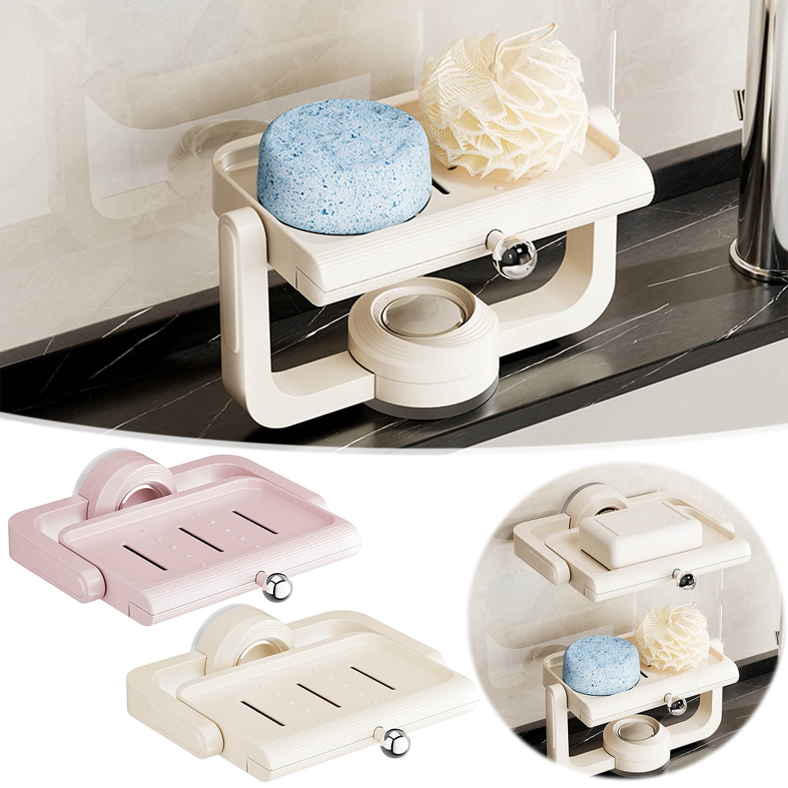 Rotating Suction Cup Soap Dispenser, Stainless Steel Construction, Easy ...