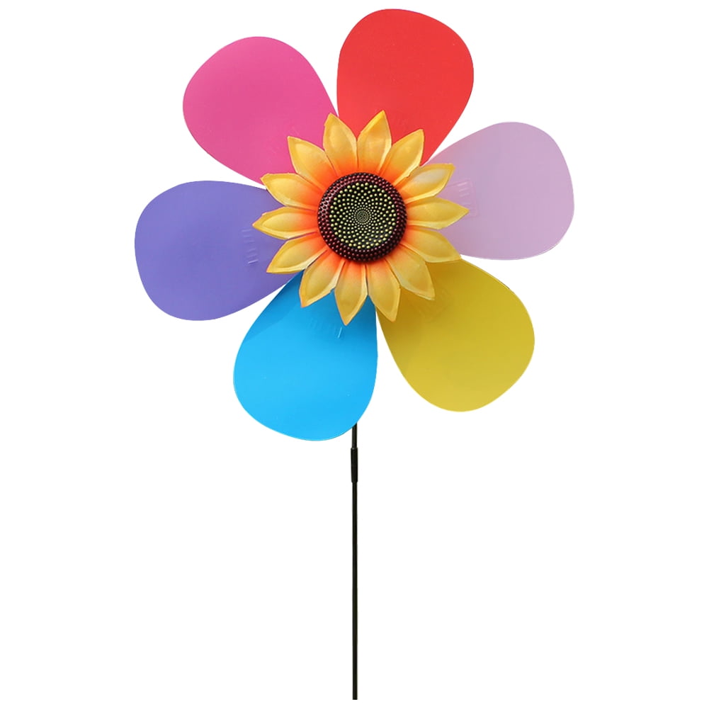 Rotating Sunflower Windmill, Colorful Sunflower Wind Turbine Outdoor ...