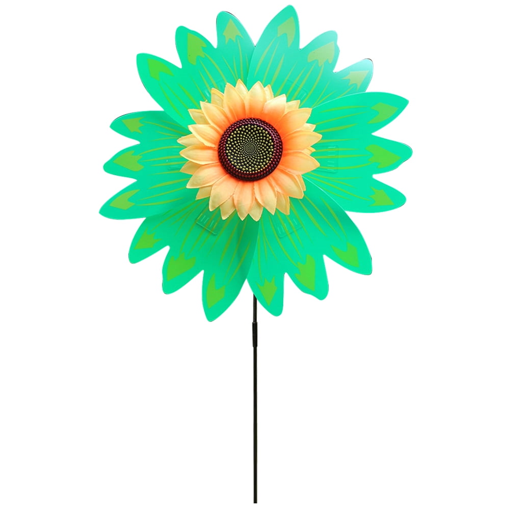 Rotating Sunflower Windmill, Green Sunflower Wind Turbine Outdoor Yard ...