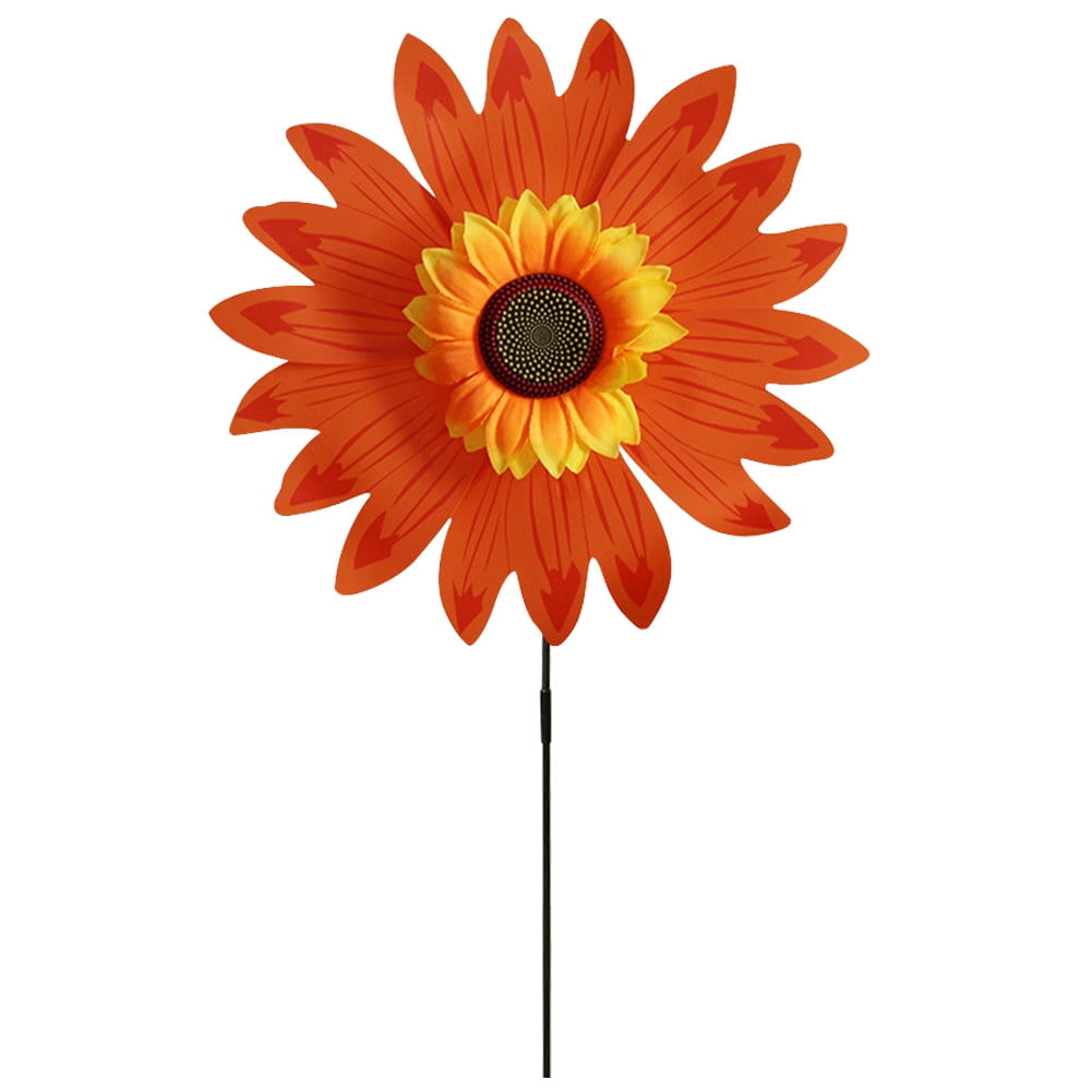 Rotating Sunflower Windmill, Orange Sunflower Wind Turbine Outdoor Yard ...