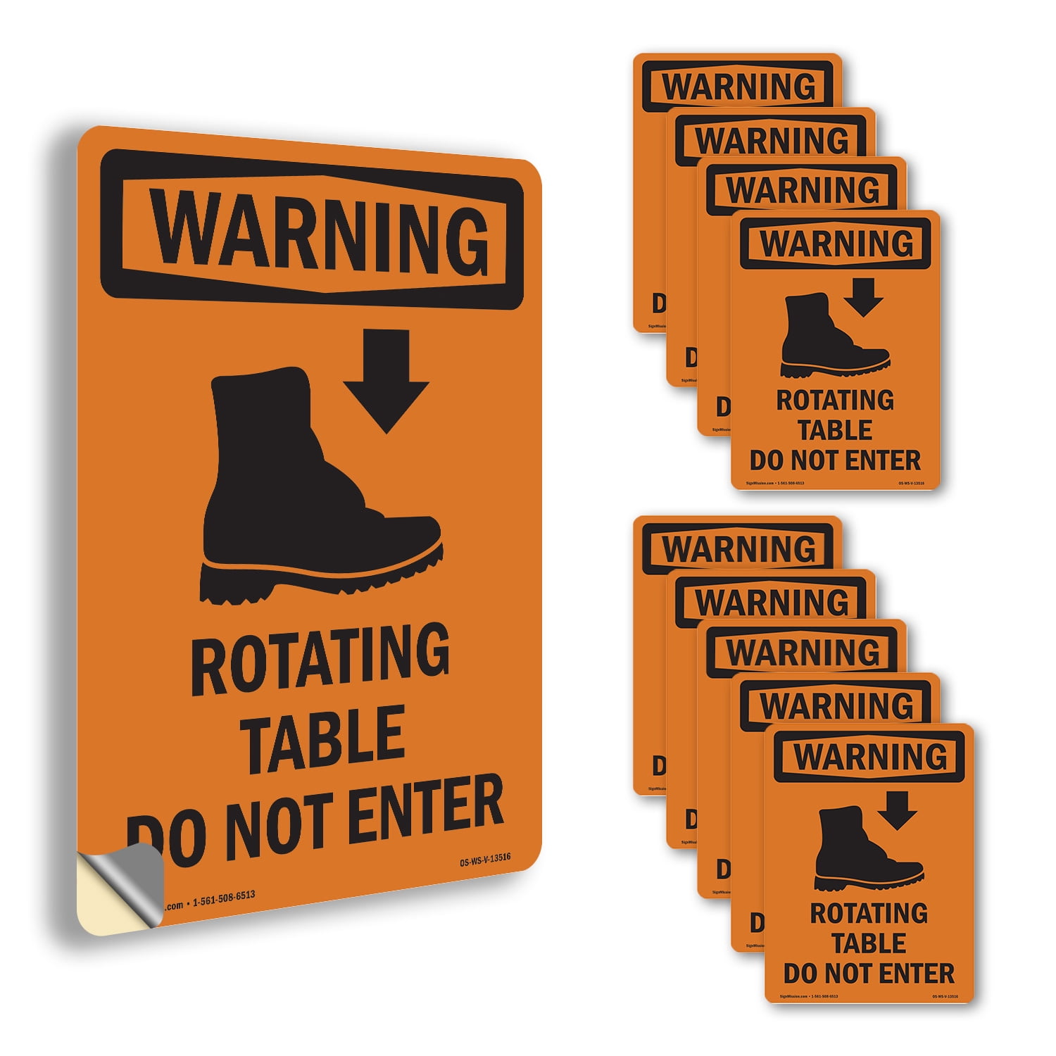 Rotating Table Do Not Enter With Symbol OSHA WARNING Vinyl Decal Label 5 Inch x 3.5 Inch - 10 ...