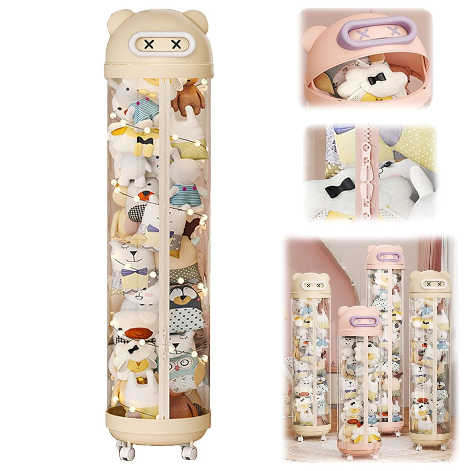 Rotating Toy Storage Tower, Stuffed Animal Storage Tube, Animal Storage ...