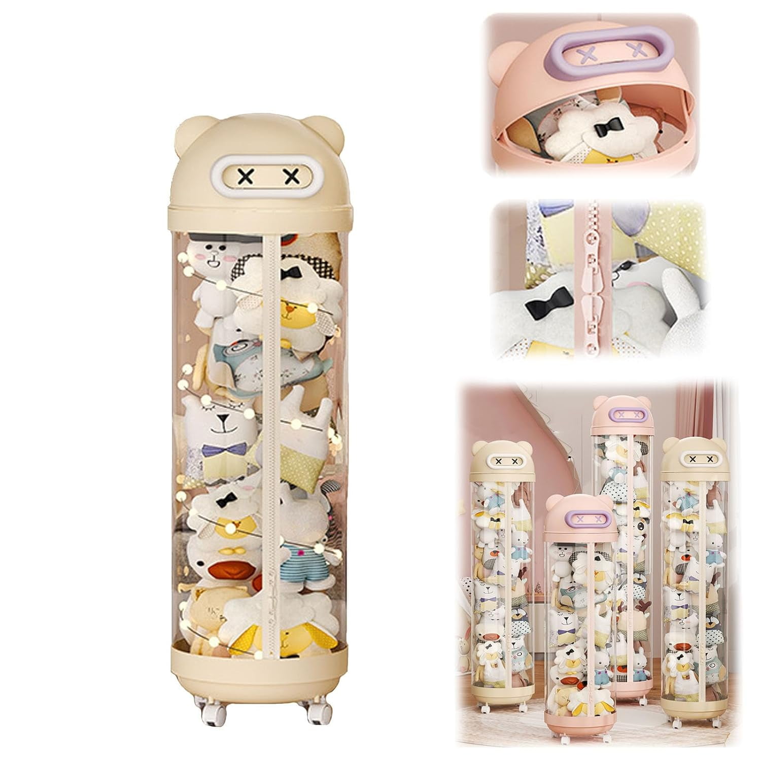 Rotating Toy Storage Tower, Stuffed Animal Storage Tube, Animal Storage ...