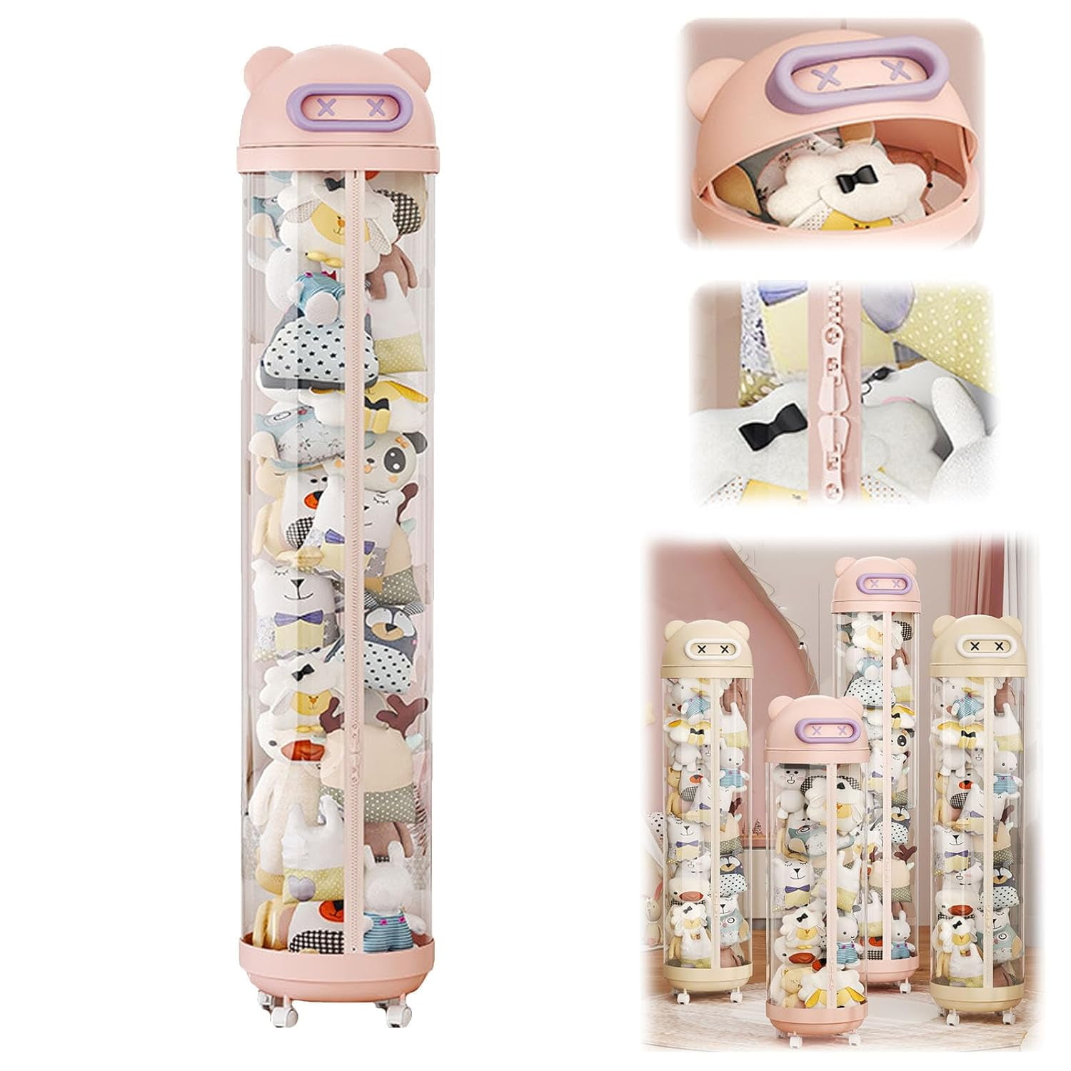 Rotating Toy Storage Tower, Stuffed Animal Storage Tube, Animal Storage ...