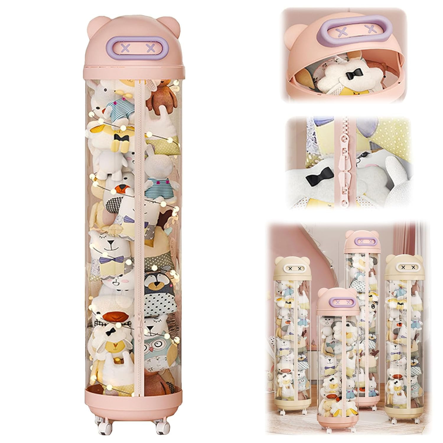 Rotating Toy Storage Tower, Stuffed Animal Storage Tube, Animal Storage ...