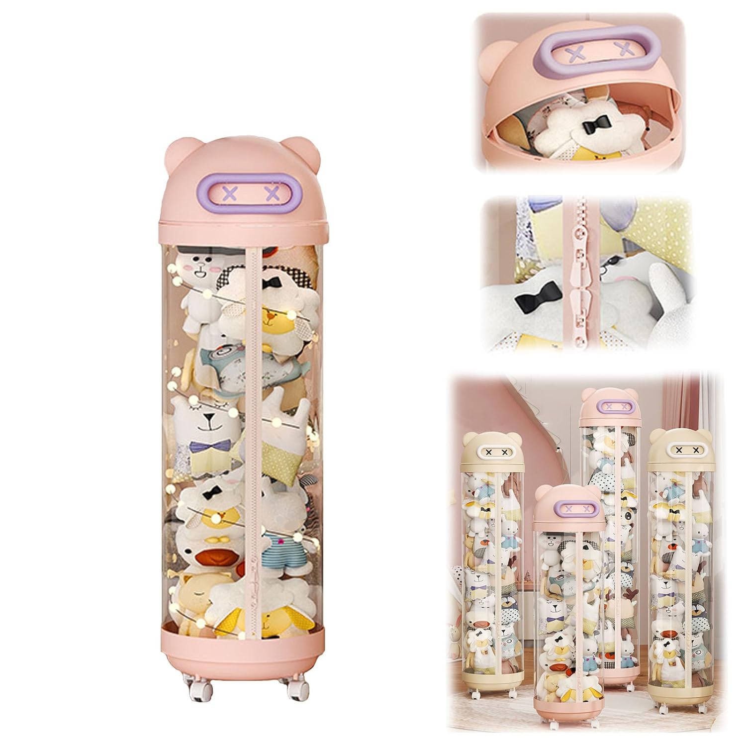 Rotating Toy Storage Tower, Stuffed Animal Storage Tube, Animal Storage ...