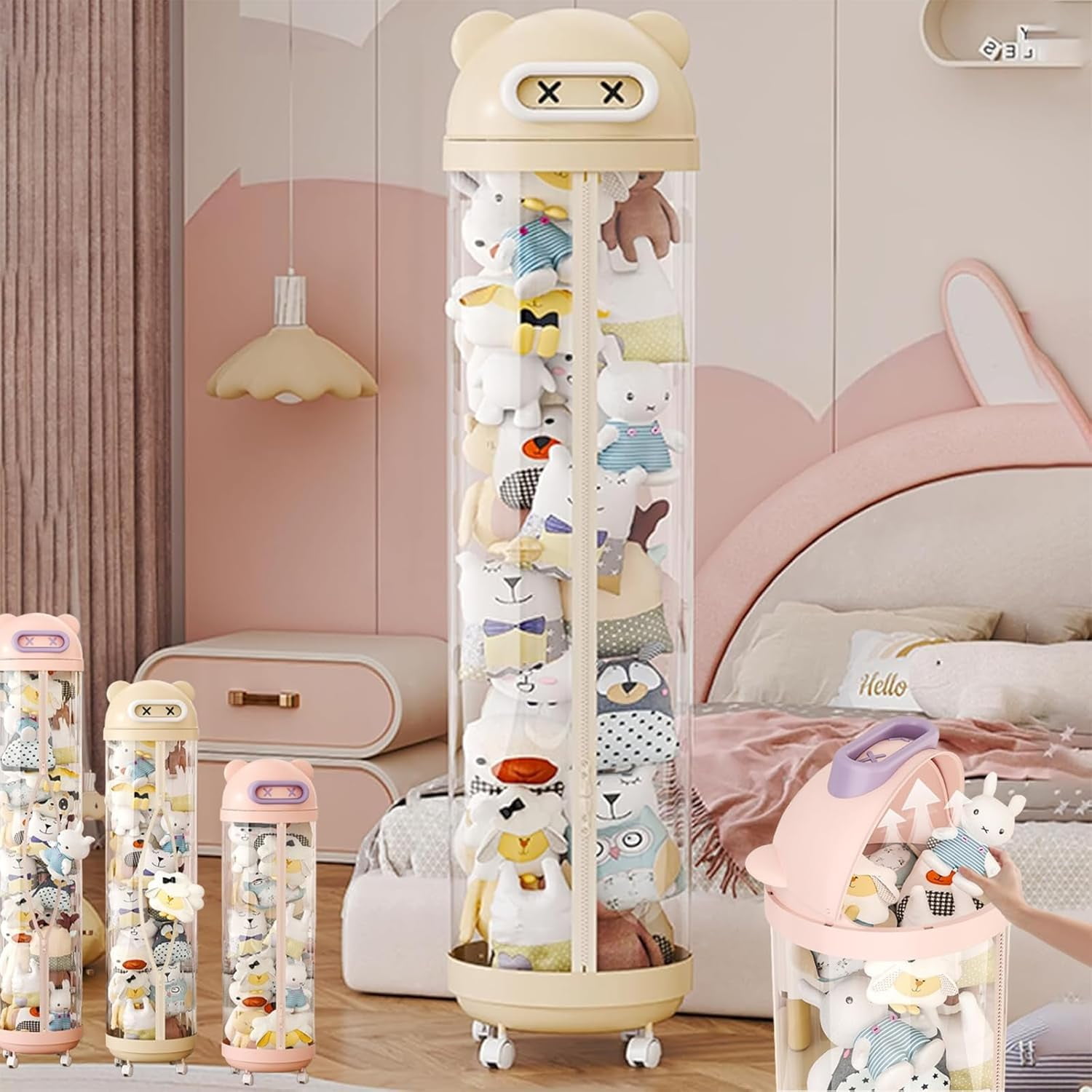 Rotating Toy Storage Tower, Transparent Vertical Animal Storage Tube ...