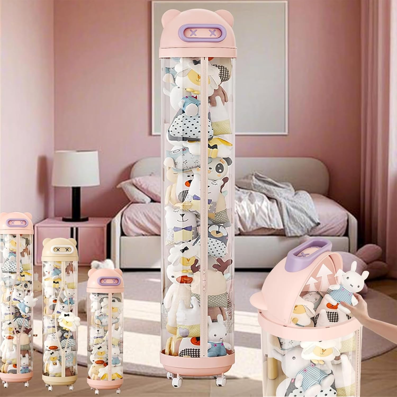 Rotating Toy Storage Tower, Transparent Vertical Animal Storage Tube ...