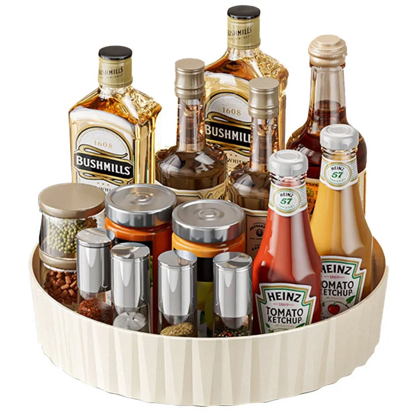 Rotating Tray Spice Rack Pantry Cabinet Turntable With Base Storage Bin ...