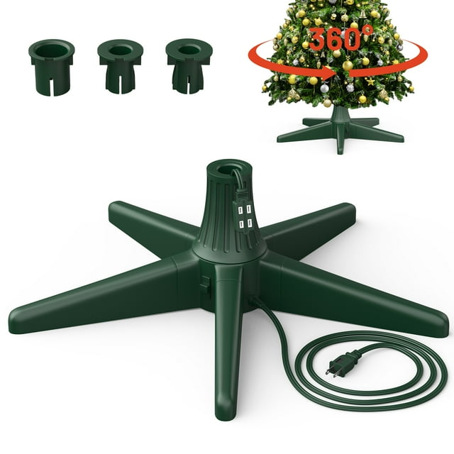 Rotating Tree Stand, 25' Green 360-Degree rotating christmas tree stand ...