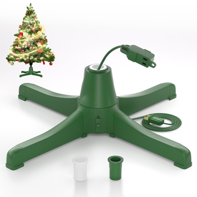Rotating Tree Stand, 25' Green 360-Degree rotating christmas tree stand ...