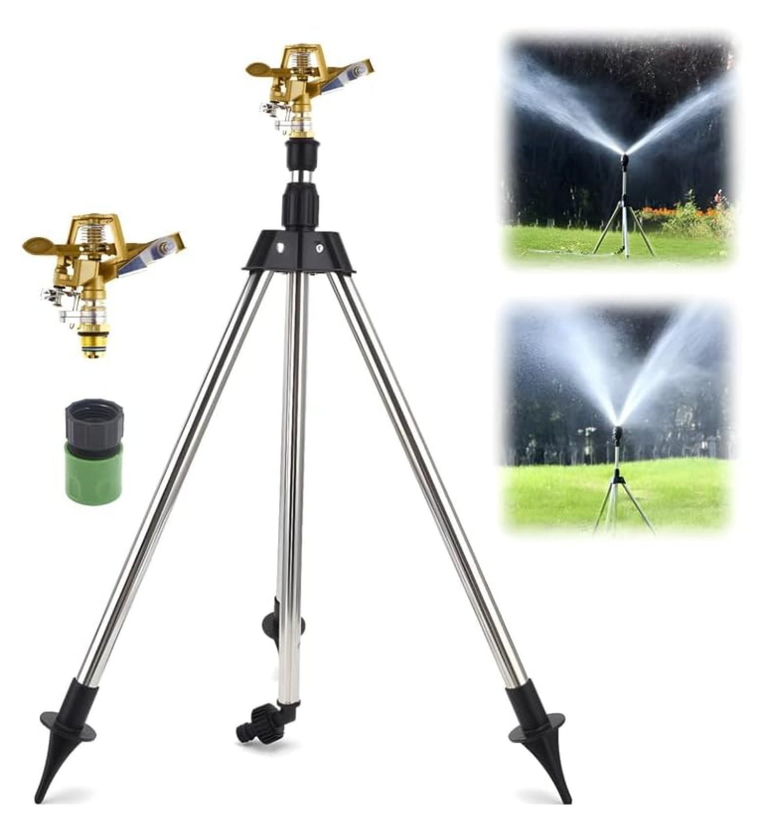 Rotating Tripod Sprinkler, Upgraded Stainless Steel Automatic ...