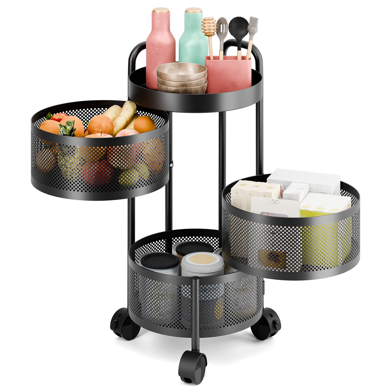 Rotating Trolley, Kitchen Trolley, Rotating Kitchen Storage Shelves ...