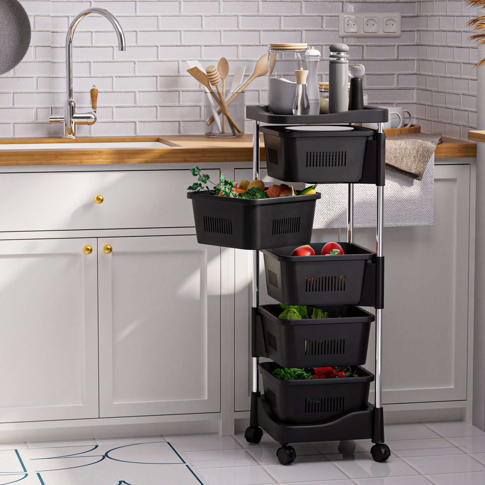 Rotating Trolley, Kitchen Trolley, Rotating Kitchen Storage Shelves ...