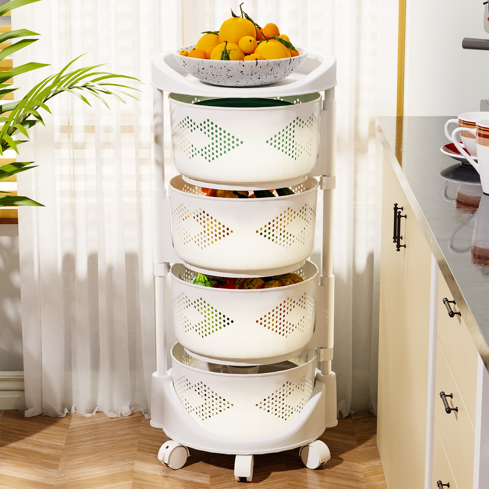 Rotating Trolley, Kitchen Trolley, Rotating Kitchen Storage Shelves ...