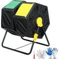 Rotating Tumbling Compost Tumbler Dual Chamber Composting Bins, with 2 ...