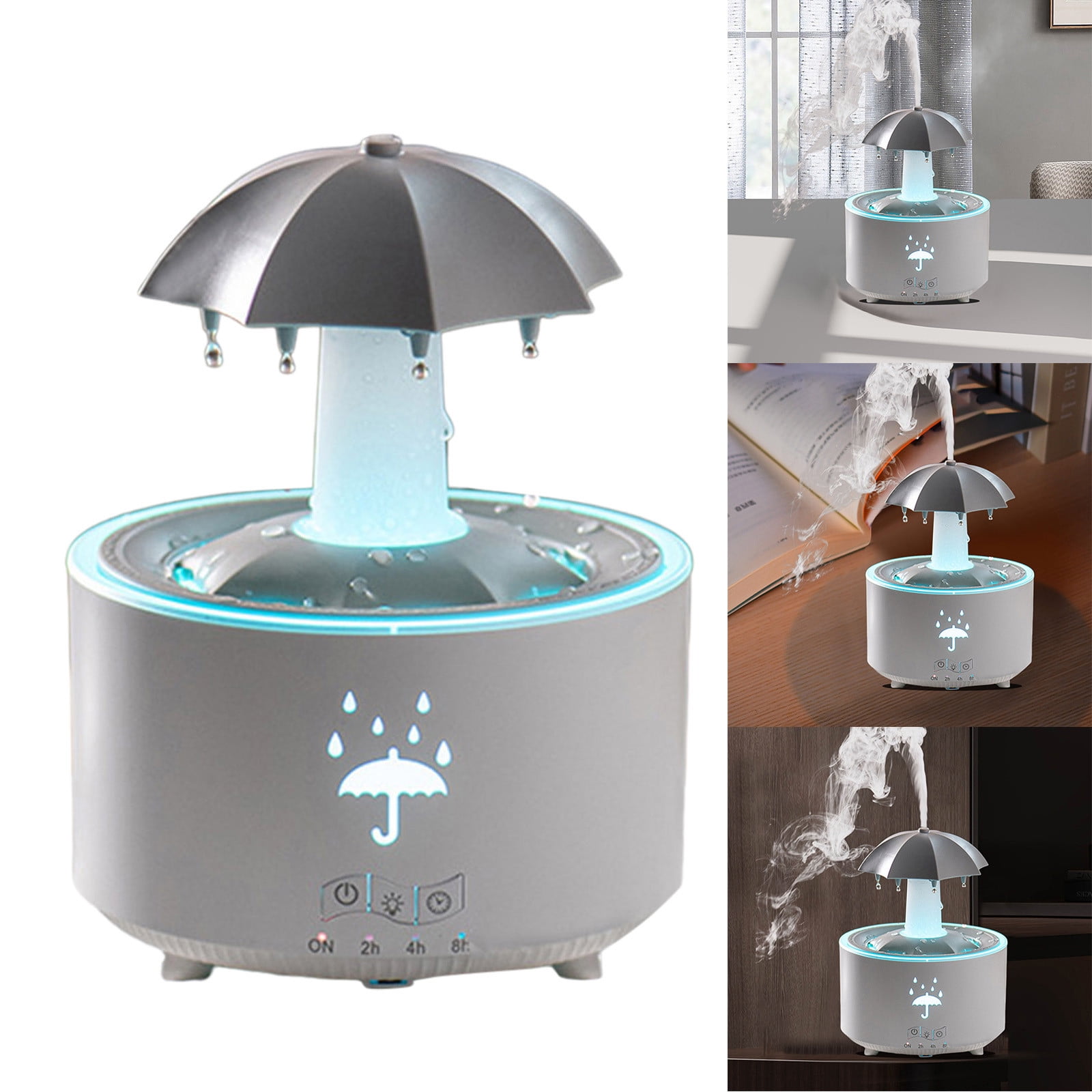 Rotating Umbrella Diffuser with Water Droplets 7 Color LED Aromatherapy ...