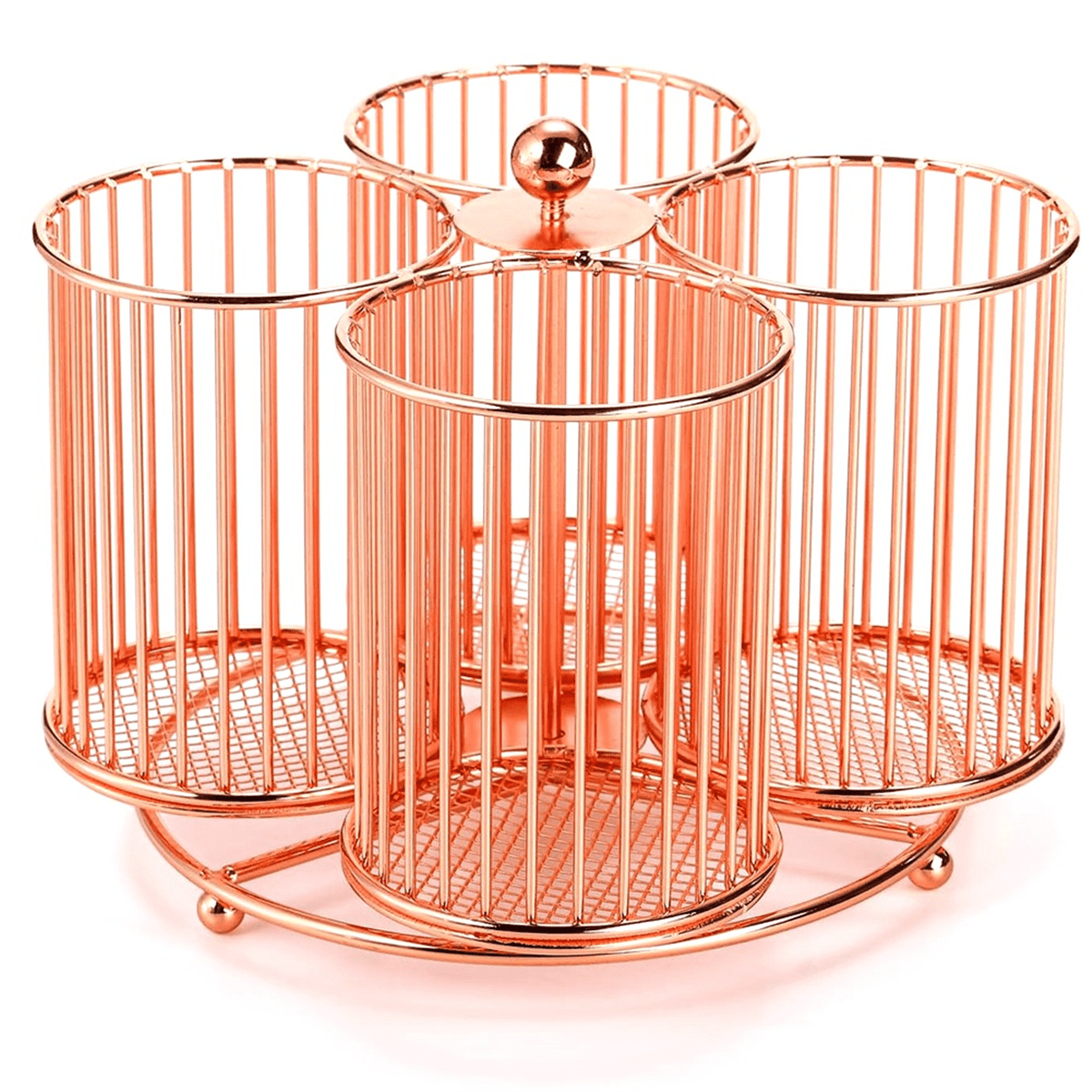 Rotating Utensil Holder 4 Compartment Metal Pen Kitchen Countertop ...