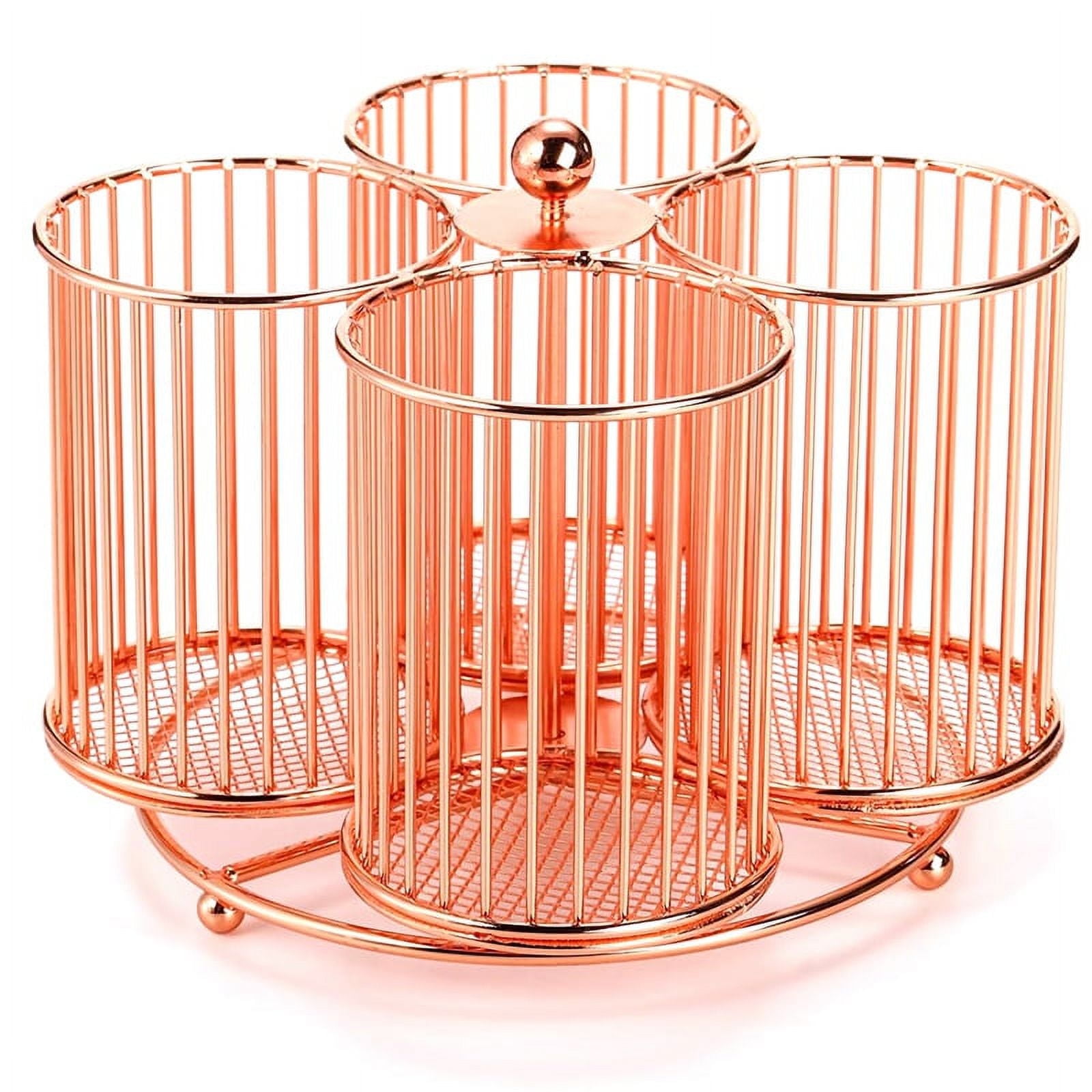 Rotating Utensil Holder 4 Compartment Metal Pen Kitchen Countertop ...