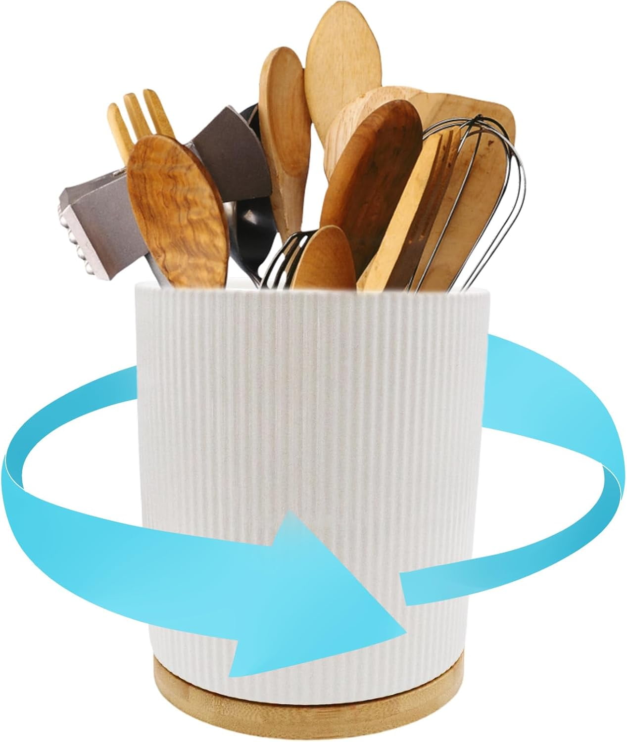 Rotating Utensil Holder, Ceramic Kitchen Utensil Holder with 360 ...