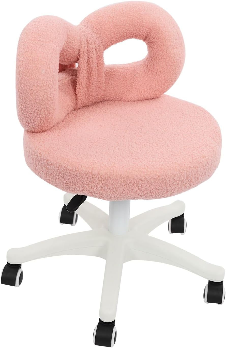 Rotating Vanity Chair with Back,Makeup Chair with 5 PU Wheels ...