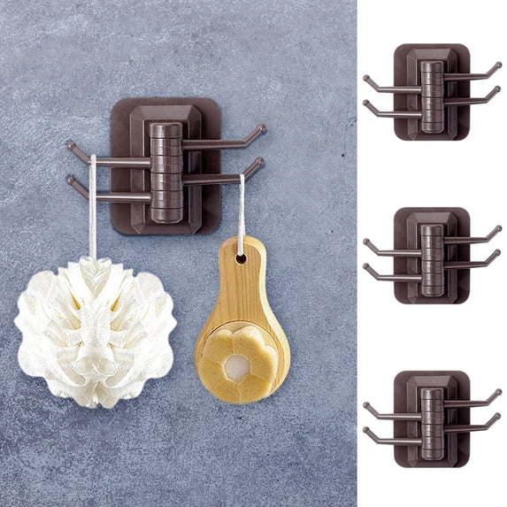 Rotating Wall Hook Rack with 4 Swivel Hooks for Towels Hats and Keys ...