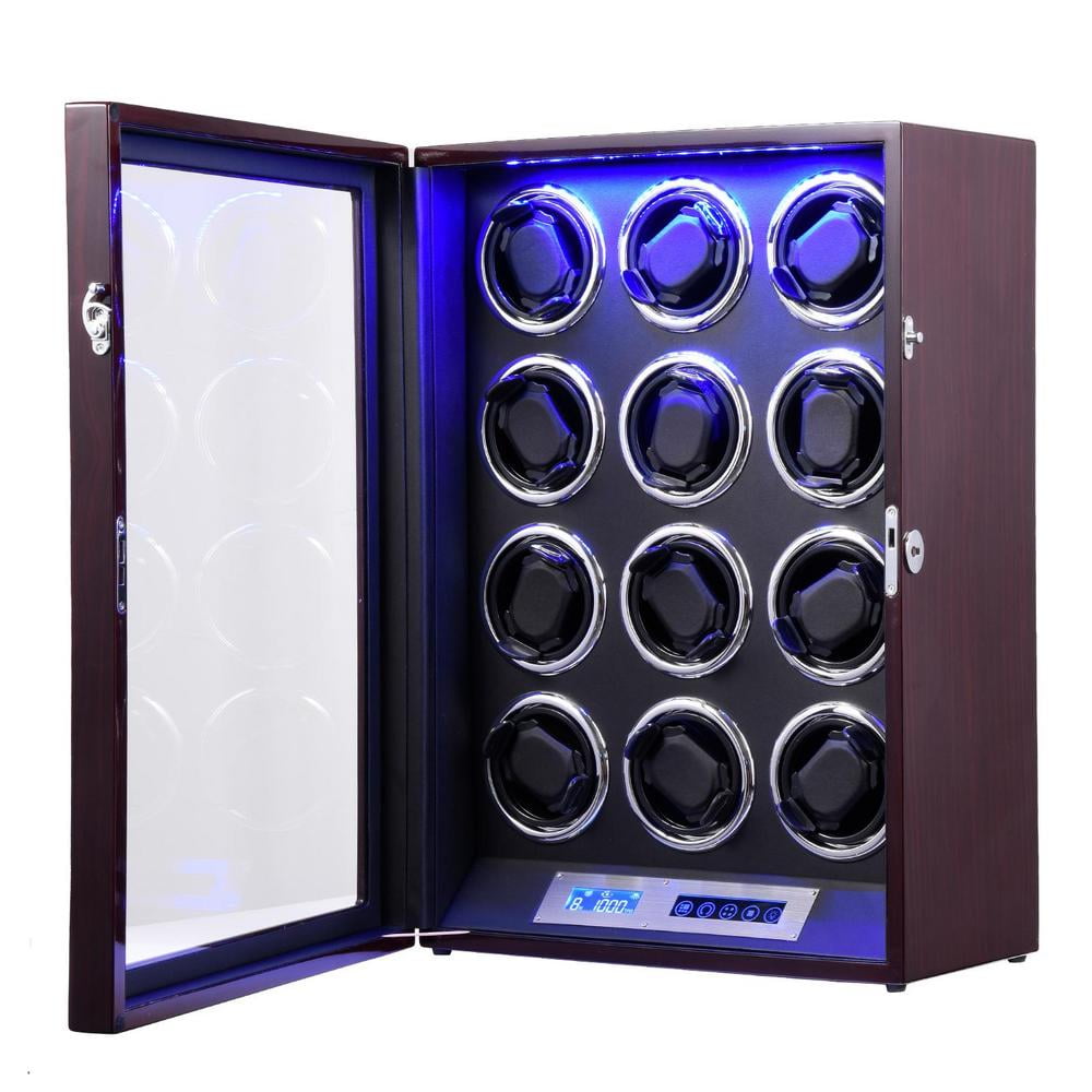 Rotating Watch Box 12 Winding Spaces Watch Winder, with Smart LCD Touch ...