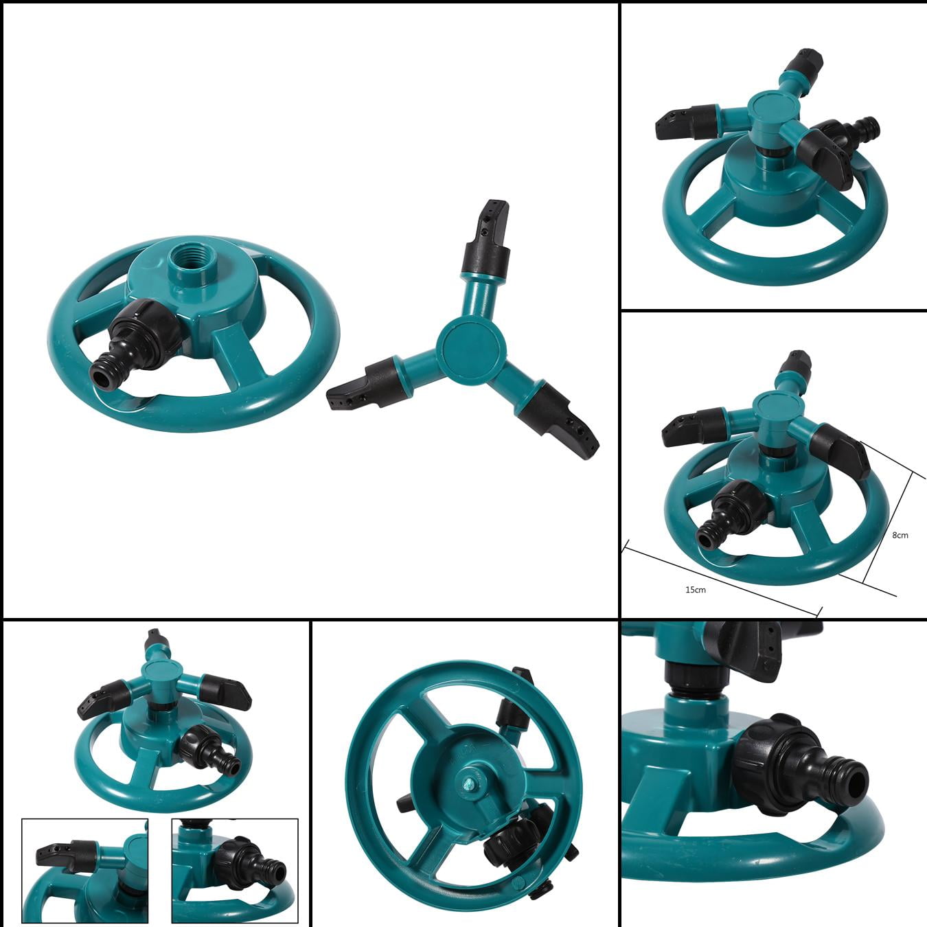 Rotating Water Sprinkler, Water-saving 5.9 X 3.1inch 3 Nozzle Water ...