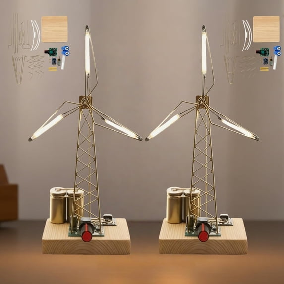 Rotating Windmill Night Light,DIY Rotating Copper Wire Windmill Night ...