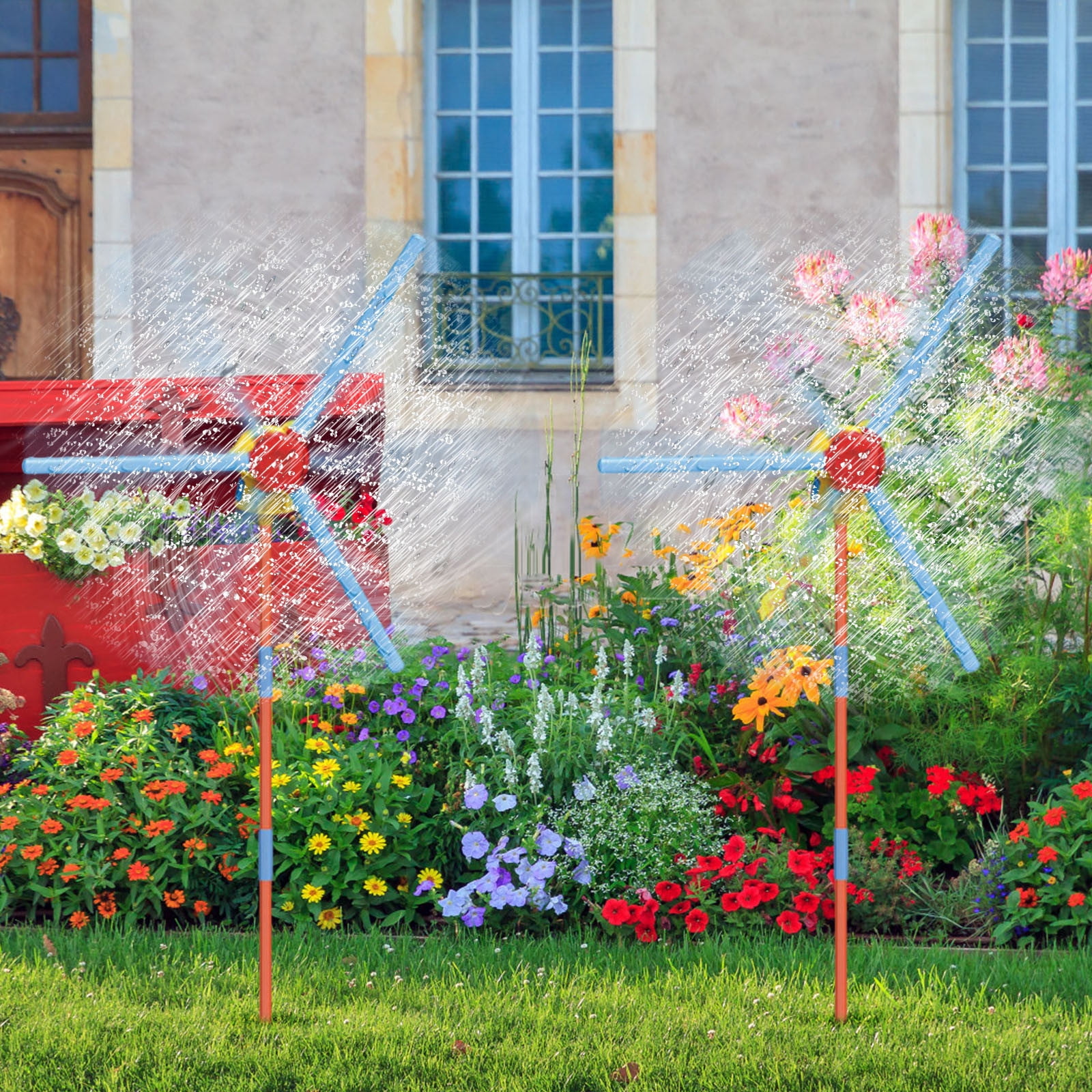 Rotating Windmill Sprinkler, Lawn Sprinkler for Youth, 36 Splash Holes ...