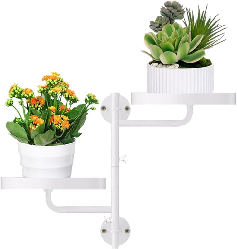 Rotating Window Plant Shelves, 2-tier Metal Plant Stand, Wall Mounted ...