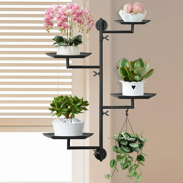 Rotating Window Plant Shelves, 4-tier Metal Plant Stand, Wall Mounted ...